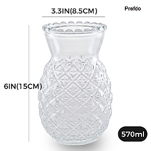 2PCS Pineapple Glasses, Prefdo 20 Ounce/570ml Fun Cocktail Jars Tiki Cups for Bar, Party