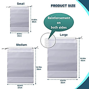 Set of 30 Translucent Frosted Shoe Bag for Travel, Household Shoe Storage Bag, Clothes, Toiletries, with rope Storage Organizer, Large, Medium and Small 10 pieces each
