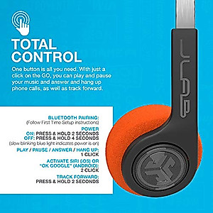JLab Rewind Wireless Retro Headphones | Bluetooth 4.2 | 12 Hours Playtime | Custom EQ3 Sound | Music Controls | Noise Isolation | with Microphone | Throwback 80s 90s Design | Black
