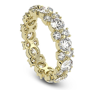 FACETS JEWELS 14K Solid Gold Moissanite Wedding Band 4 Carat Forever One Moissanite Round Brilliant Cut Eternity Rings For Women - 14K Solid Gold 6