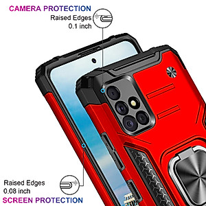 IKAZZ for Galaxy A51 5G Case with Screen Protector,Dual Layer Soft Flexible TPU and Hard PC Anti-Slip Full-Body Rugged Protective Phone Cover with Kickstand Red