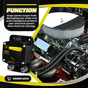 ULVACK 80 Amp Circuit Breaker for RVs Trolling Boat Marine Truck Vehicles Stereo Audio Electronic Battery Solar System, 12V-48V DC, Flush Mount Fuse Inline Holder with Manual Reset Switch Waterproof