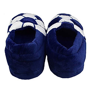 Tirzrro Big Kids Boy's Warm Plush Indoor Slippers with Soft Memory Foam Slip-on Shoes Size 1-2 US Dark Blue
