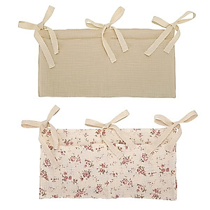 Eforcase 2PCS Baby Crib Organizer Cot Caddy Bed Storage Bag Hanging Pocket Diaper Nursery Organizer Bed Hanging Organizer Bag