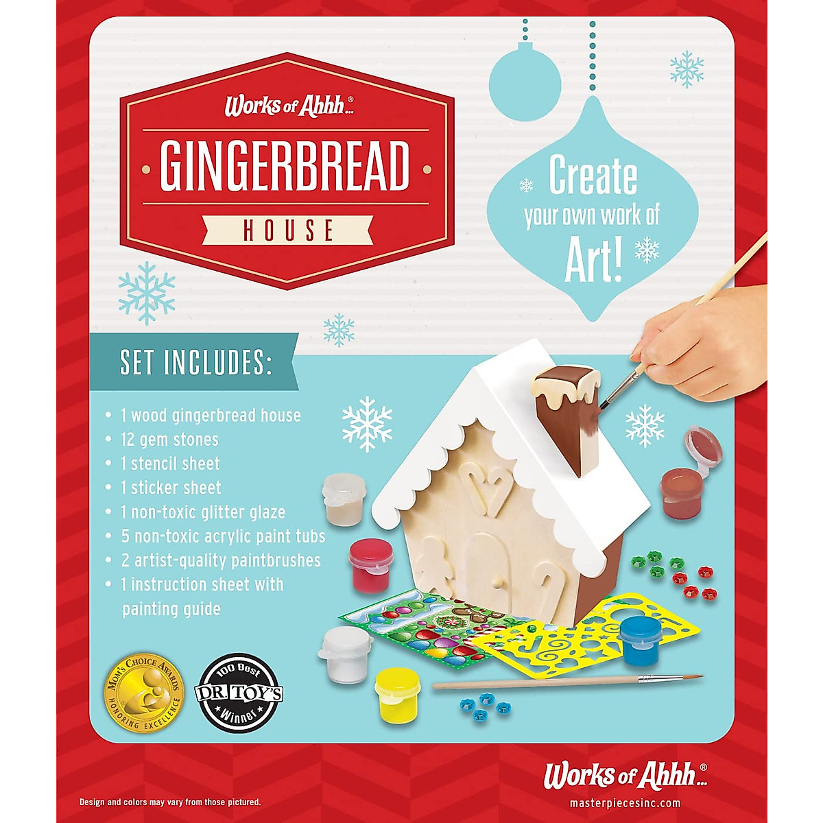 Works of Ahhh... Holiday Craft Set - Gingerbread House Wood Paint Kit - Comes