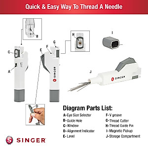 SINGER Needle Threader Assistant - Automatic Hand Sewing Needle Threader