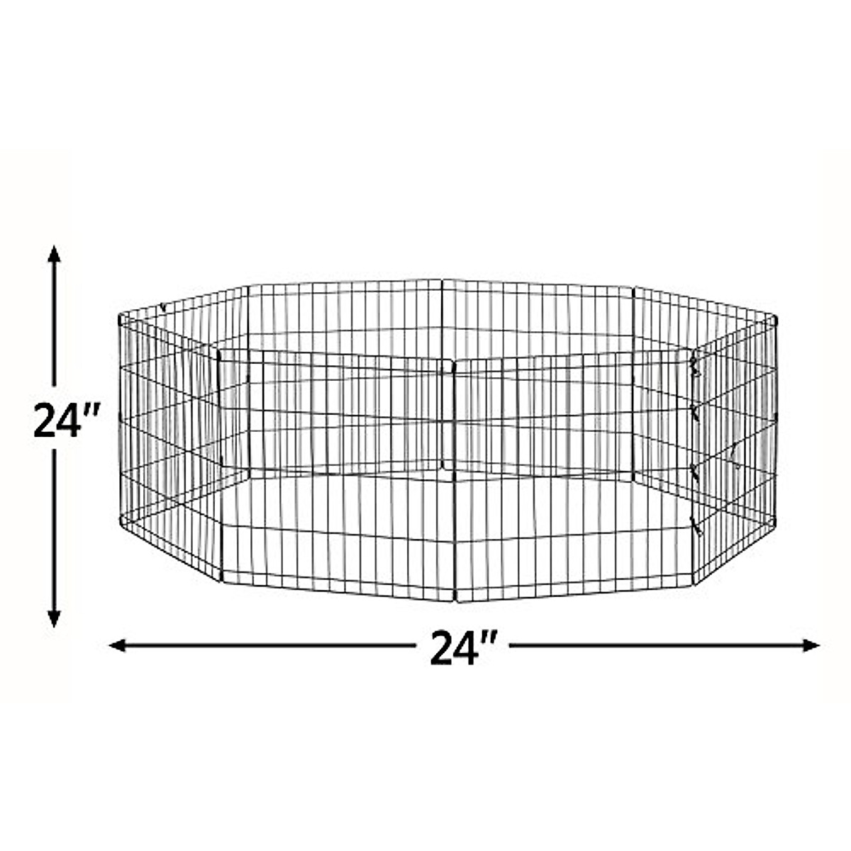 New World Pet Products 24" Foldable Black Metal Dog Exercise Pen No Door