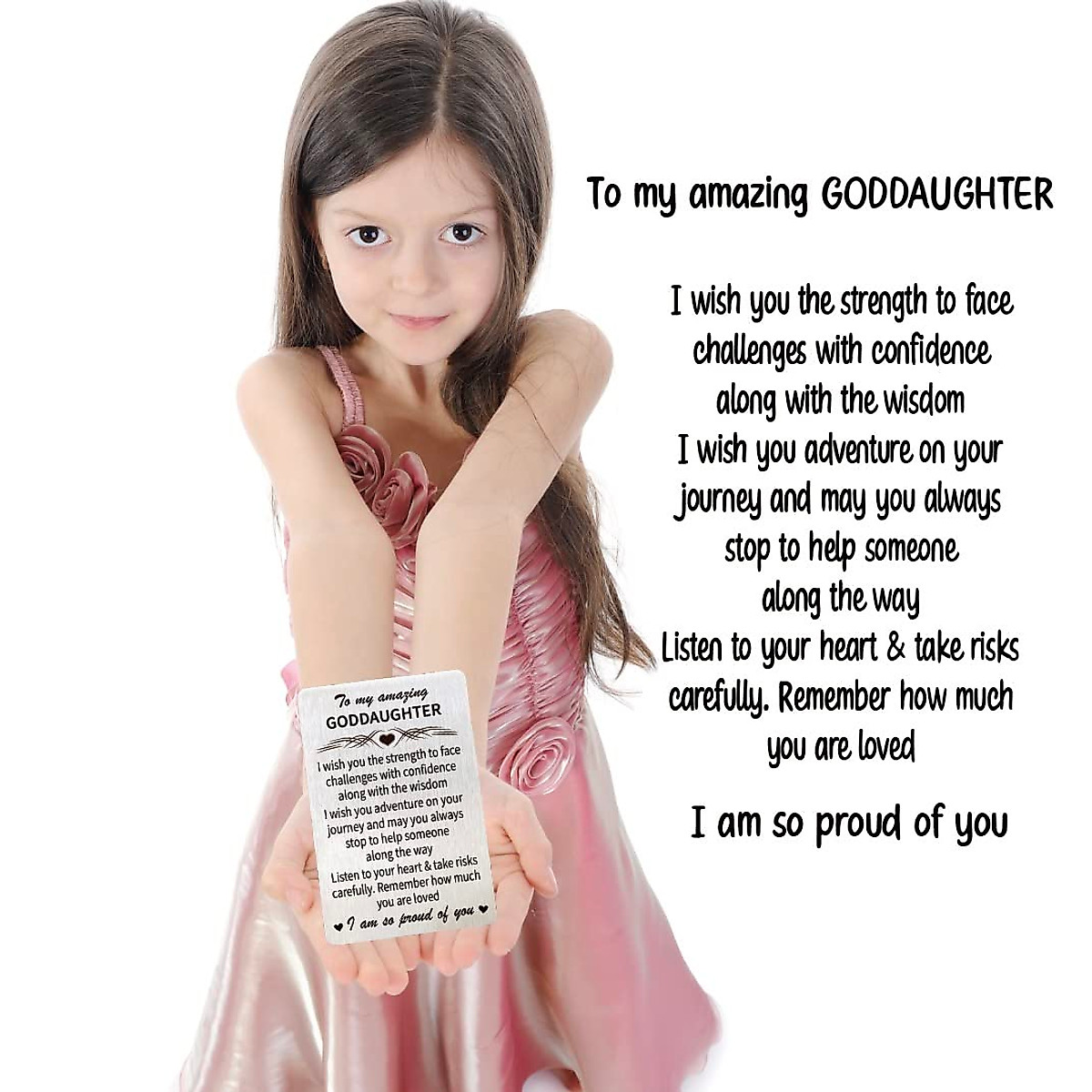 MALLAbyLAMMA To My Goddaughter Journal, Goddaughter Wallet Card, Goddaughter Keychain Gift Set, 140 Page Refillable Notebook, Suitable for Birthday, Graduation, Christmas