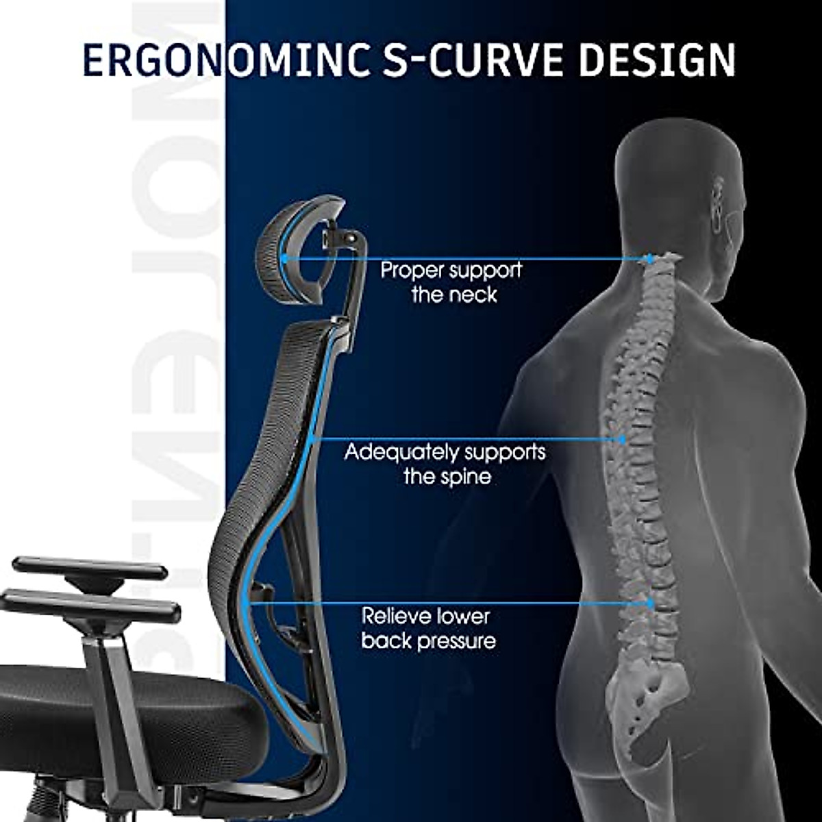 MOLENTS Ergonomic Office Chair,Mesh Computer Chair,Home office Desk Chair with Seat Slider,Adjustable Lumbar Support,Headrest,3D Armrest,Tilt Function,Comfort Swivel Executive Chair Rolling Task Chair