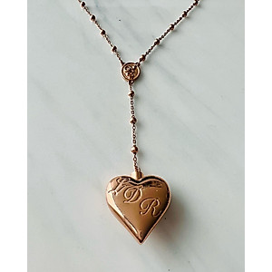 Rose Gold Saint Lana Rey LDR Style Stash Necklace/Rosary Chain/Hollow Pendent/Heart Shaped With Snakes and Spoon