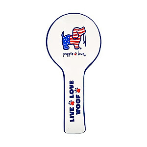 Pavilion Gift Company Pavilion-USA-Live Love Woof-9.25" spoon rest, White