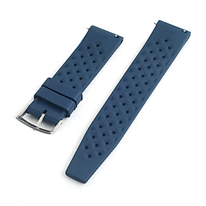 StrapHabit Quick Release Tropical Style FKM Rubber Watch Strap Band 18mm, 19mm, 20mm, 21mm, 22mm (Blue, 22mm)