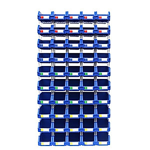 DJC Supply Blue Large 8.4" X 11" X 6.9" Heavy Duty Thermoplastic Storage Bin, Stackable, Hangable, Side Connect (2 PACK)