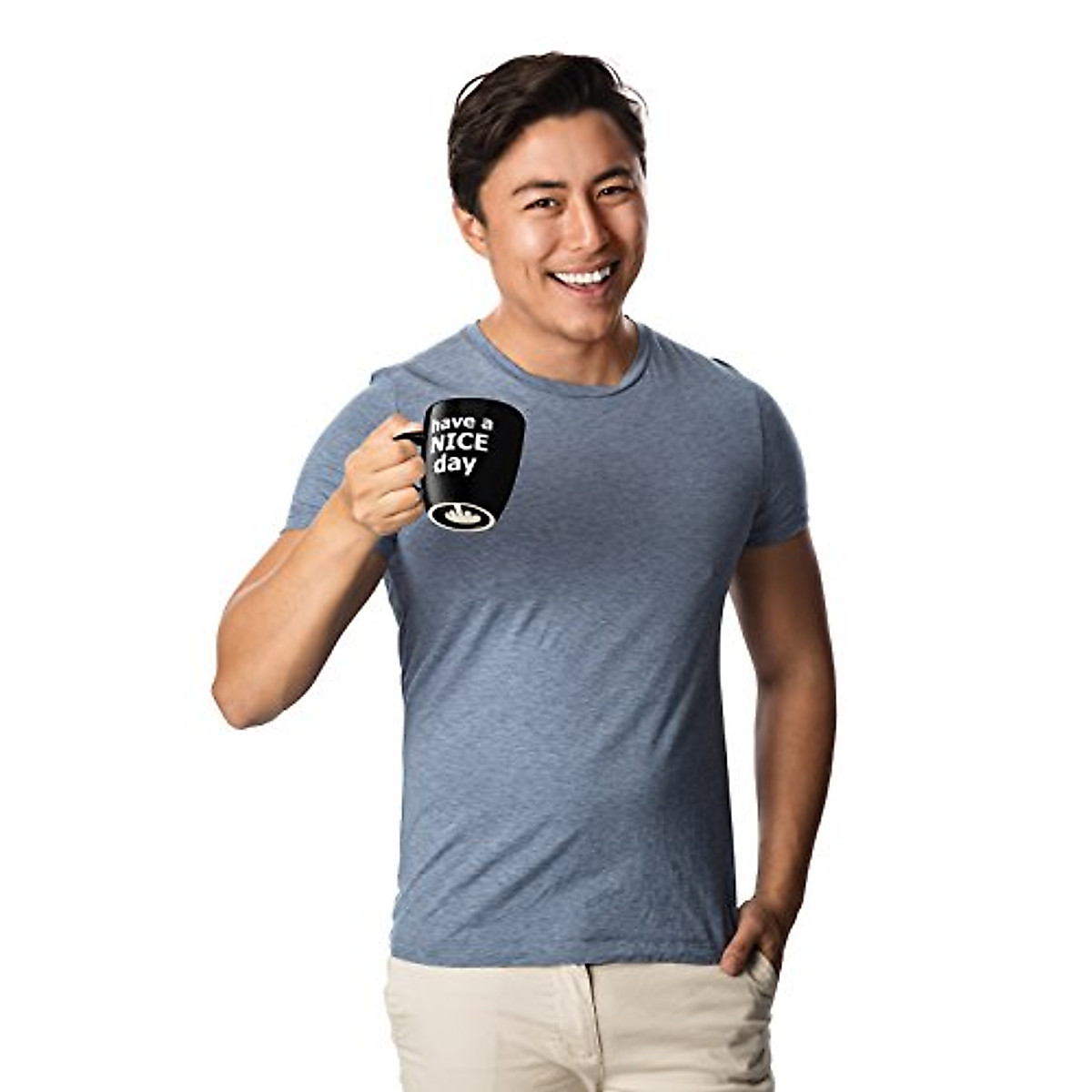 Decodyne Have a Nice Day Funny Coffee Mug, Funny Gifts for Women and Men with Middle Finger on the Bottom - 14 oz. (Black)