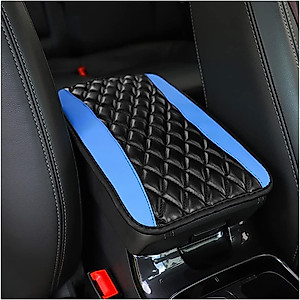 XINLIYA Car Center Console Cushion Pad, Universal Leather Waterproof Armrest Seat Box Cover Protector,Comfortable Car Decor Accessories Fit for Most Cars, Vehicles, SUVs (Blue)