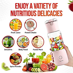 Bojurgle Portable Smoothie Blender, Personal Size Juice, with Powerful Motor & 2200mAh Rechargeable Battery, Food Mixing Machine