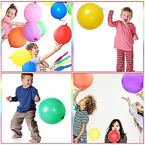 60 PCS Punch Balloons Neon Punch Balloons Heavy Duty Punching Balloons with Rubber Bands Handle for Kids Birthday Decorations Party Balloons Kids Outdoor Toys