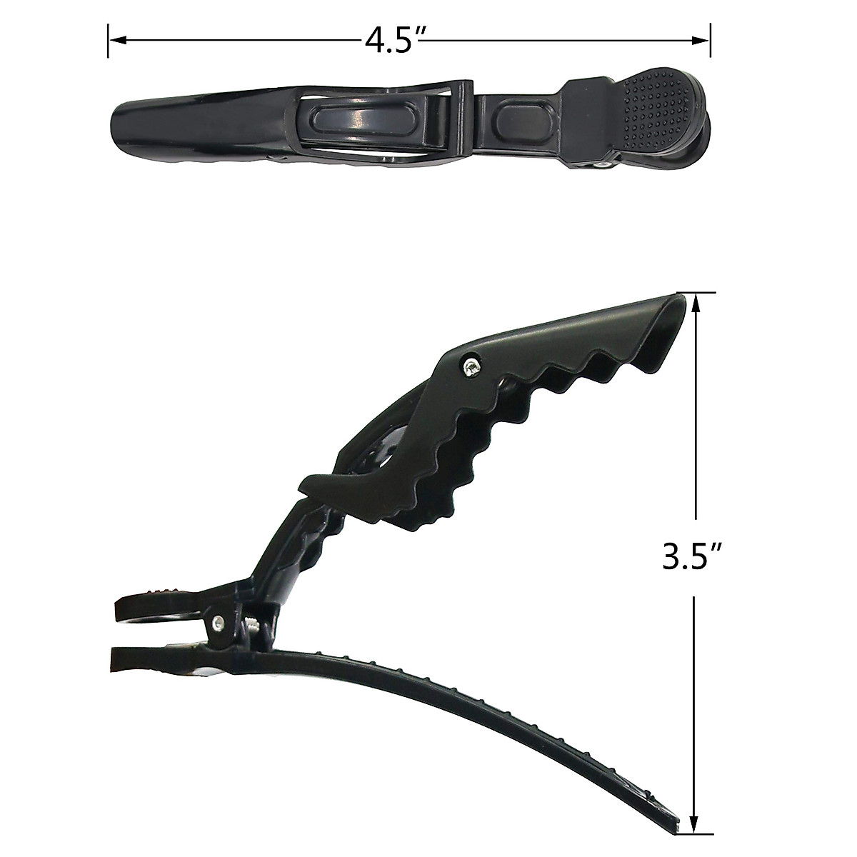 HH&LL 12pcs Hair clips for Styling – Wide Teeth & Double-Hinged Design – Alligator Styling Sectioning Clips of Professional Hair Salon Quality (Black without Logo)