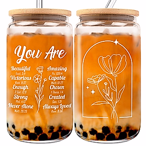HEXMOZ Christian Gifts for Women - Religious Gifts, Christian Mothers Day Gifts for Women, Friend, Ladies, Sister, Church - Inspirational, Birthday, Spiritual, Catholic, Jesus, Bible Gifts - Glass Cup
