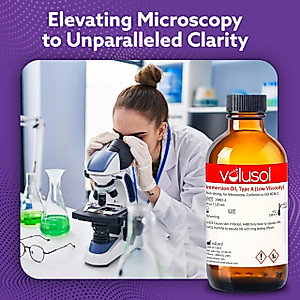 Volu-Sol Microscope Immersion Oil - Type A (Low Viscosity), Safe for All Lenses, Precision PP Polycone 150 centisokes - Enhance Microscopy Clarity for Microscope Slide | Clear Vision 125mL / 4oz