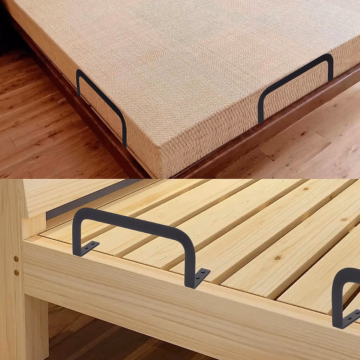 FMTYAOIU 4PCS Mattress Slide Stoppers, Mattress Retainer Bar for Adjustable Beds, Metal Mattress Stabilizers for Wooden Bed Frame, Sturdy Mattress Holder in Place to Keep Mattress from Sliding