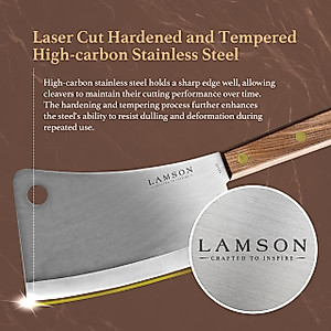 Lamson Meat Cleaver, with Riveted Walnut Handle, Stainless Steel, 12"