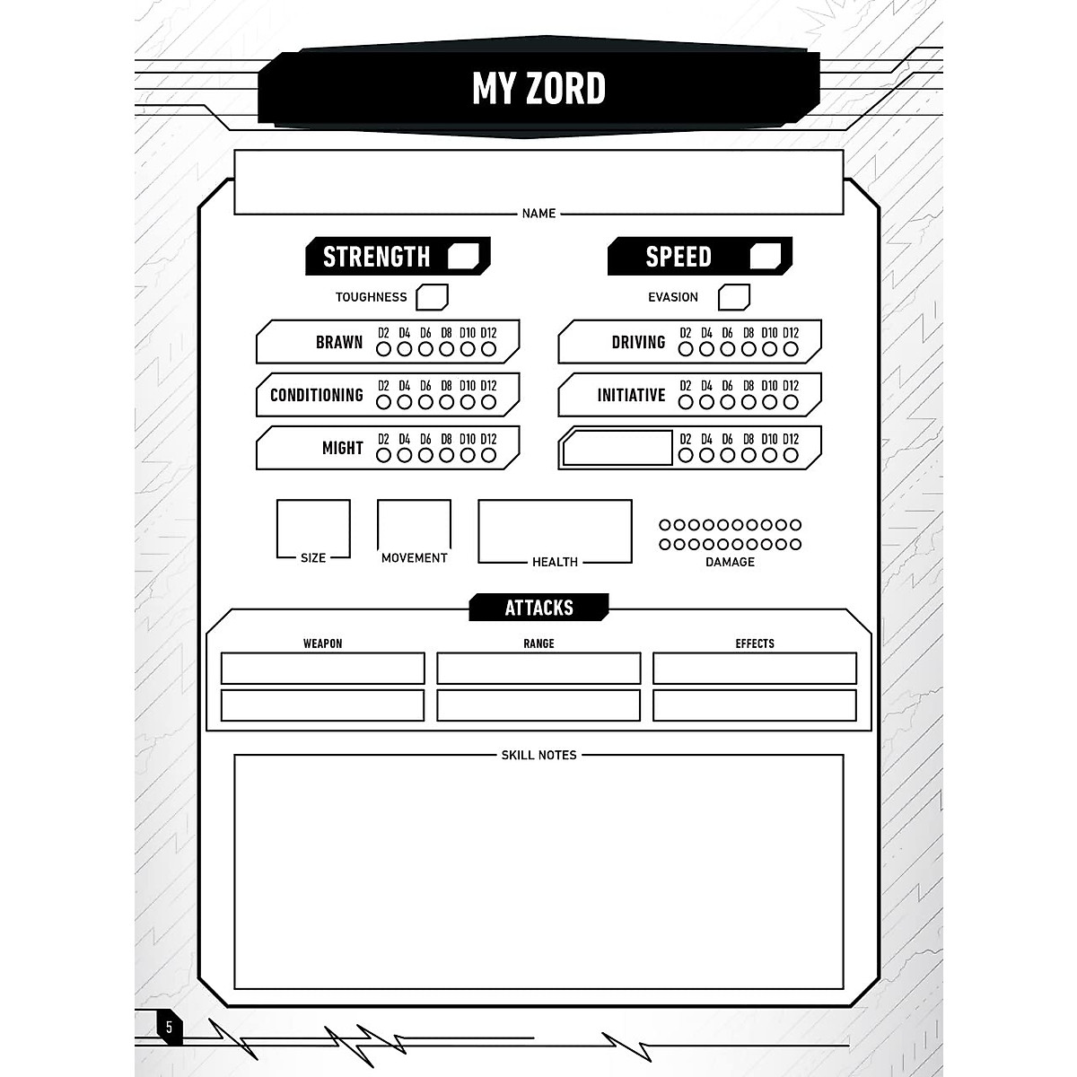 Renegade Game Studios Power Rangers Roleplaying Game Expanded Character Sheet Journal, Customize and Develop Characters