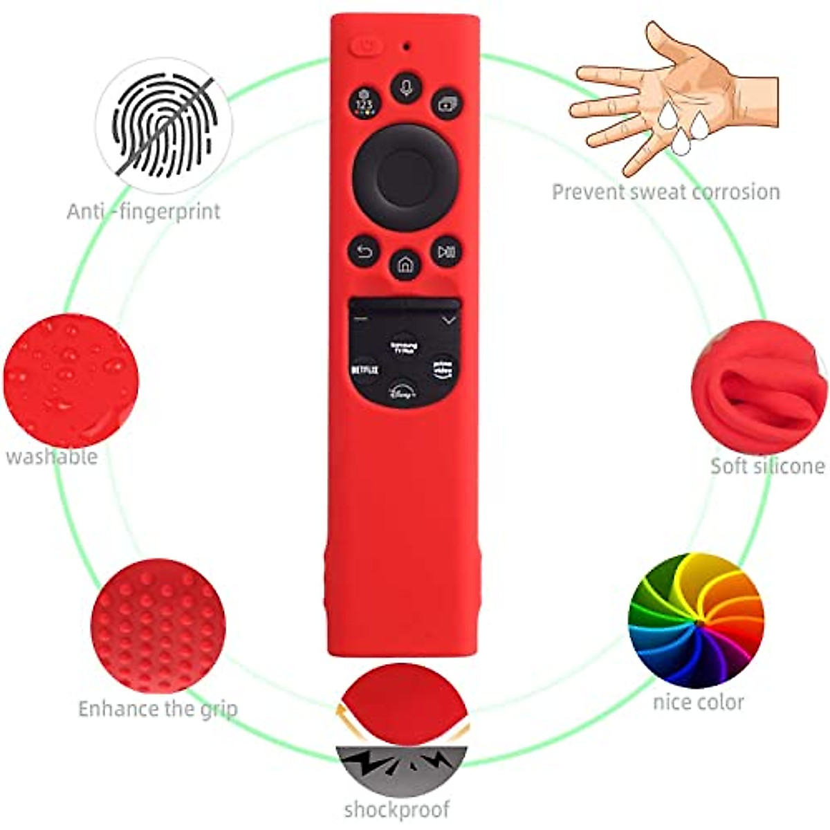 Silicone Case for Samsung BN59-01385 BN59-01386 TM2280E BN59-01391 Silicone Cover for Samsung Smart TV Solar Cell Remote Control 2022 Silicone Remote Control Sleeve（Black）