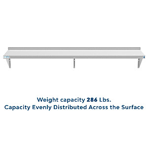 KoolMore NSF Stainless Steel Wall Mount Shelf - Industrial Grade Metal Shelving for Commercial Restaurant Kitchens 12 x 72