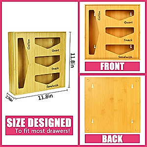 bamboo food sandwich ziplock bags storage organizers and storage drawers for drawer kitchen, gallon plastic gallon quart ziploc baggie holders dispenser…