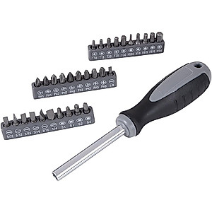 Amazon Basics 65 Piece Home Basic Repair Tool Kit Set With Bag, Silver, Black