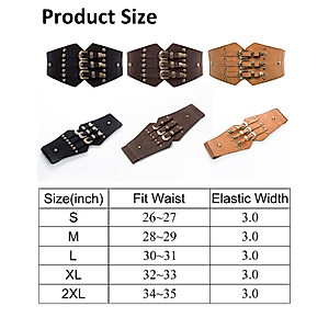 Scarlet Darkness Women Vintage Elastic Stretchy Retro Wide Waist Cinch Belt Black 2XL