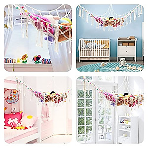 Stuffed Animal Nets, 59 Inches Hanging Stuffed Animal Netting Storage Large Wall Corner Stuffed Animal Hammock Organizer Ceiling Net DIY Beads for Kids Toy Display Bedroom Nursery (59 Inches, White)