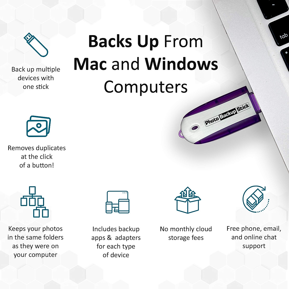 Photo Backup Stick for Computers, Phones, and Tablets (16 GB)