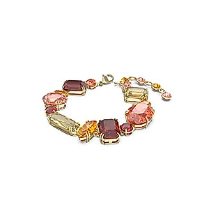 Swarovski Gema Soft Bracelet, Multicolored Crystals in Warm Tones, Mixed Cuts, on Gold-Tone Finished Band, Part of the Swarovski Gema Collection