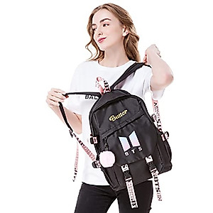 PMguangyin BTS Butter backpack jin jimin suga jungkook V suga bookbag for Girls, Black