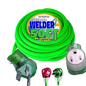 pizety Welder Extension Cord 50 ft 10,000 Watts Nema 6-50 250-Volt Welder Extension Cord 8 Gauge Lighted end 8/3 Welder Extension Cord 50 amp Plug ETL Approved Welding Extension Cord 6/50 8 AWG