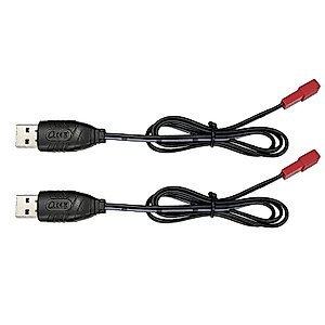 KBT 2-Pack JST-2P USB Charger Cable for 3.7V Li-ion RC Car Battery, 800mA Charging Speed Compatible for 3.7V RC Car Battery