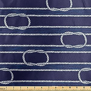 Ambesonne Navy Blue Fabric by The Yard, Marine Inspired Pattern Knots Aquatic Composition Abstract Ornamental, Decorative Satin Fabric for Home Textiles and Crafts, Dark Blue White