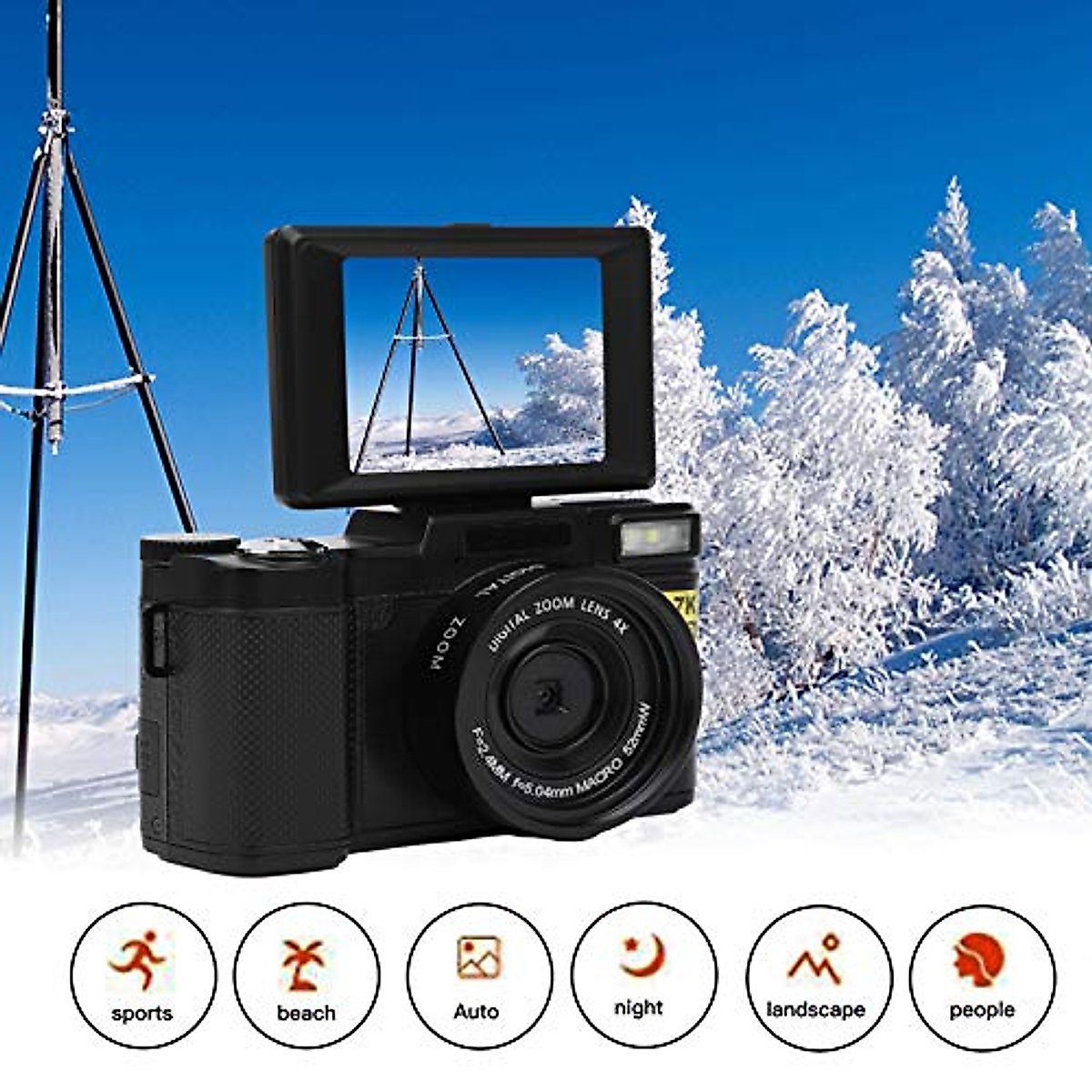 Digital Camera, WIFI High Definition USB 3in LCD Screen 180 Degree Rotation 2.7K 48MP Video Chat Digital Camera, for Windows, for OS X system