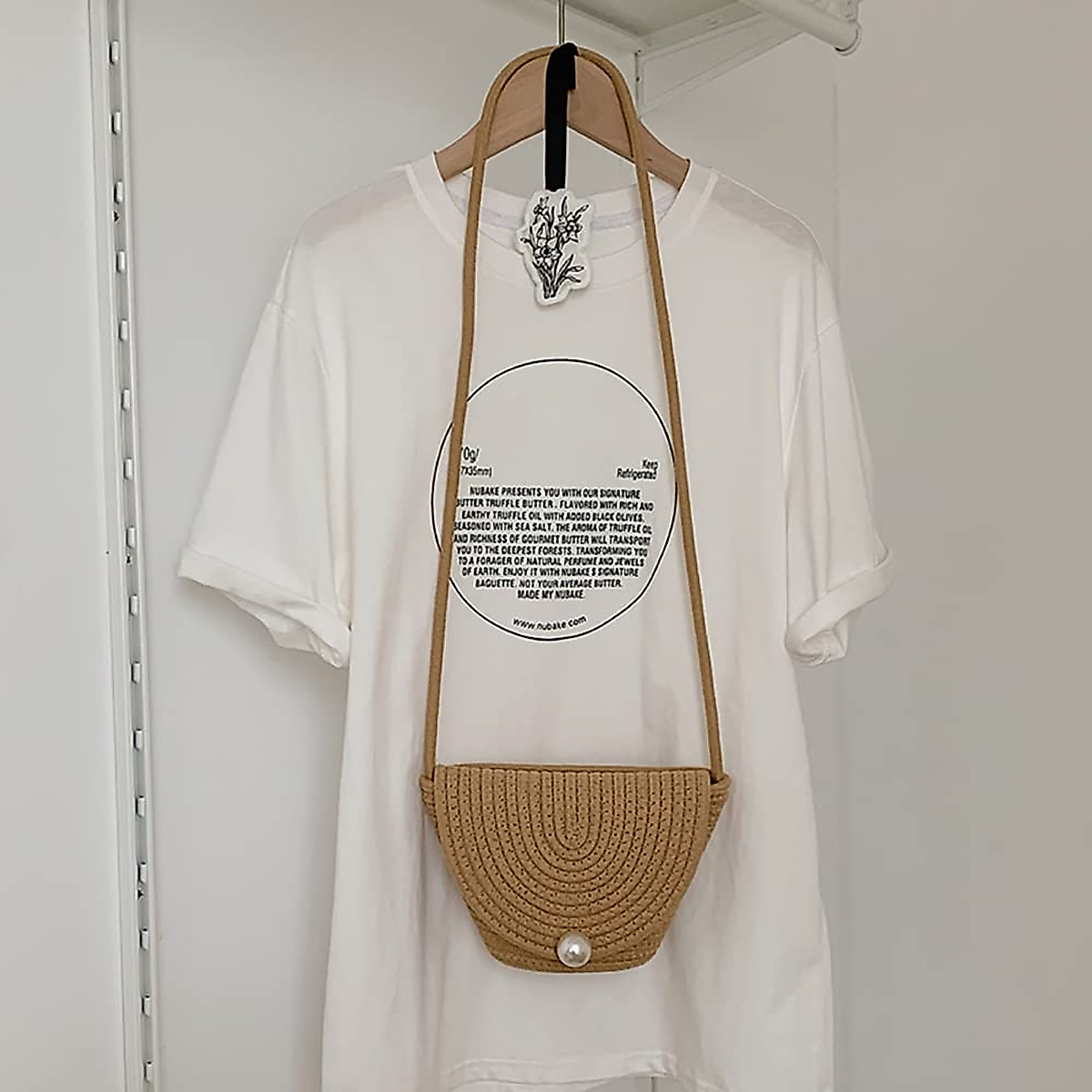 NIBD Straw Crossbody Bags for Women Mini Beach Bag, Woven Bucket Bag,Bohemian Summer Beach Basket Vacation Shoulder Bag (Brown)