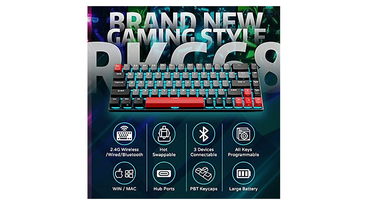 RK G68 Wireless Mechanical Keyboard - Tri-Mode Connectivity