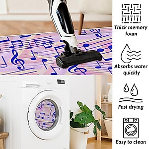 Music Note Geometric Oval Rug Small Rugs for Bedroom Aesthetic Bedside Bedroom Rug Soft Shag Runner Carpet Modern Fluffy Nursery Area Rugs Home Decor 1.64 x 4 Feet