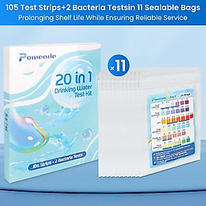 16 in 1 Drinking Water Test Kit, 110 Water Test Strips, Well and Tap Water, Aquariums, Swimming Pools, A Lot of Detection Content