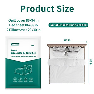 VAMMOTS Disposable Bed Sheets for Hotel,Travel Disposable Bedding Set,Disposable Duvet/Comforter Cover,King Size Disposable Bed Sheets with 1Bed Sheet 1Quilt Cover 2Pillowcase,Skin-Friendly