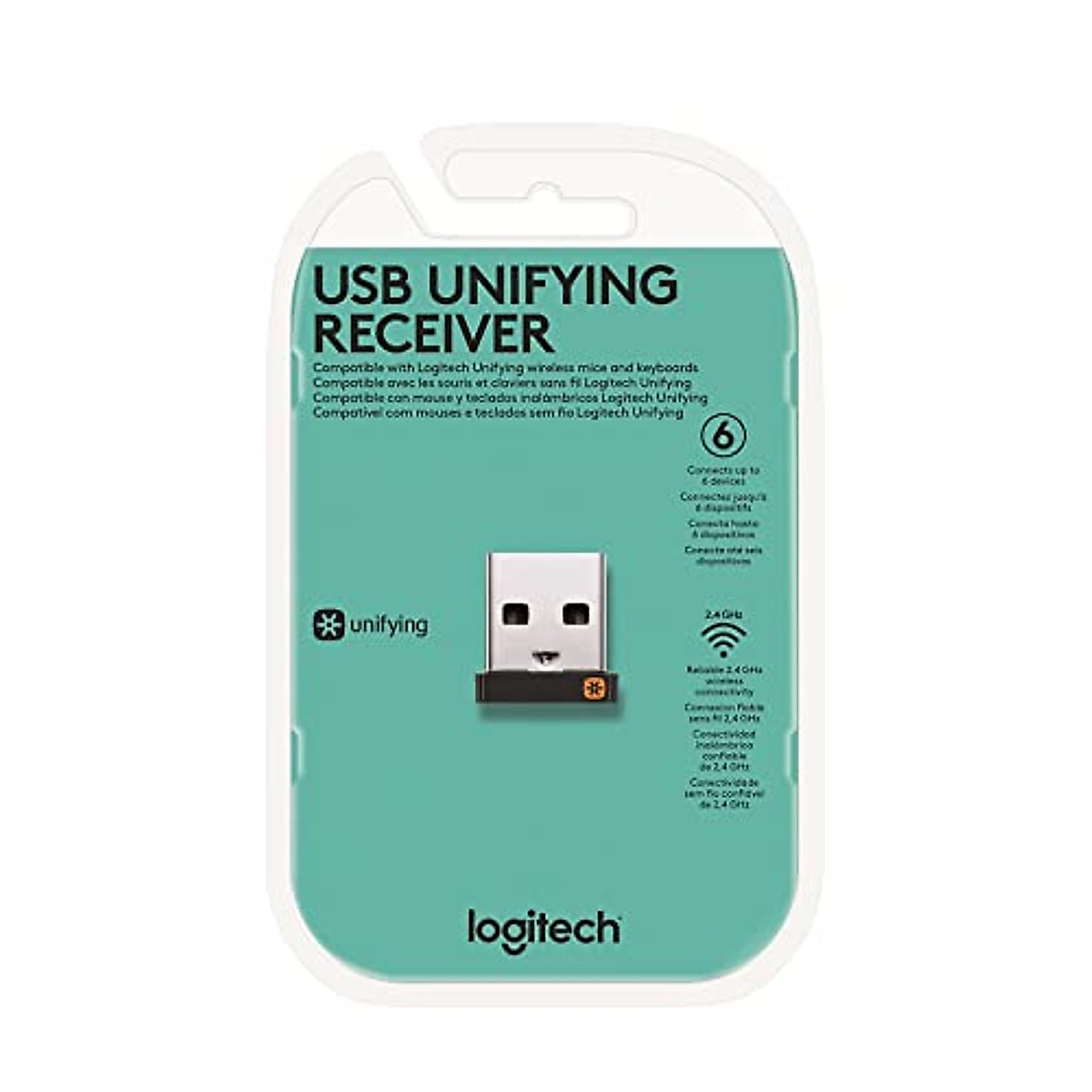 Logitech USB Unifying Receiver, 2.4 GHz Wireless Technology, USB Plug Compatible with all Logitech Unifying Devices like Wireless Mouse and Keyboard, PC / Mac / Laptop - Black