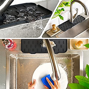 Ternal Sinkmat for Kitchen Sink Faucet, Silicone, Black, Splash Guard & Drip Catcher For Around Faucet Handle