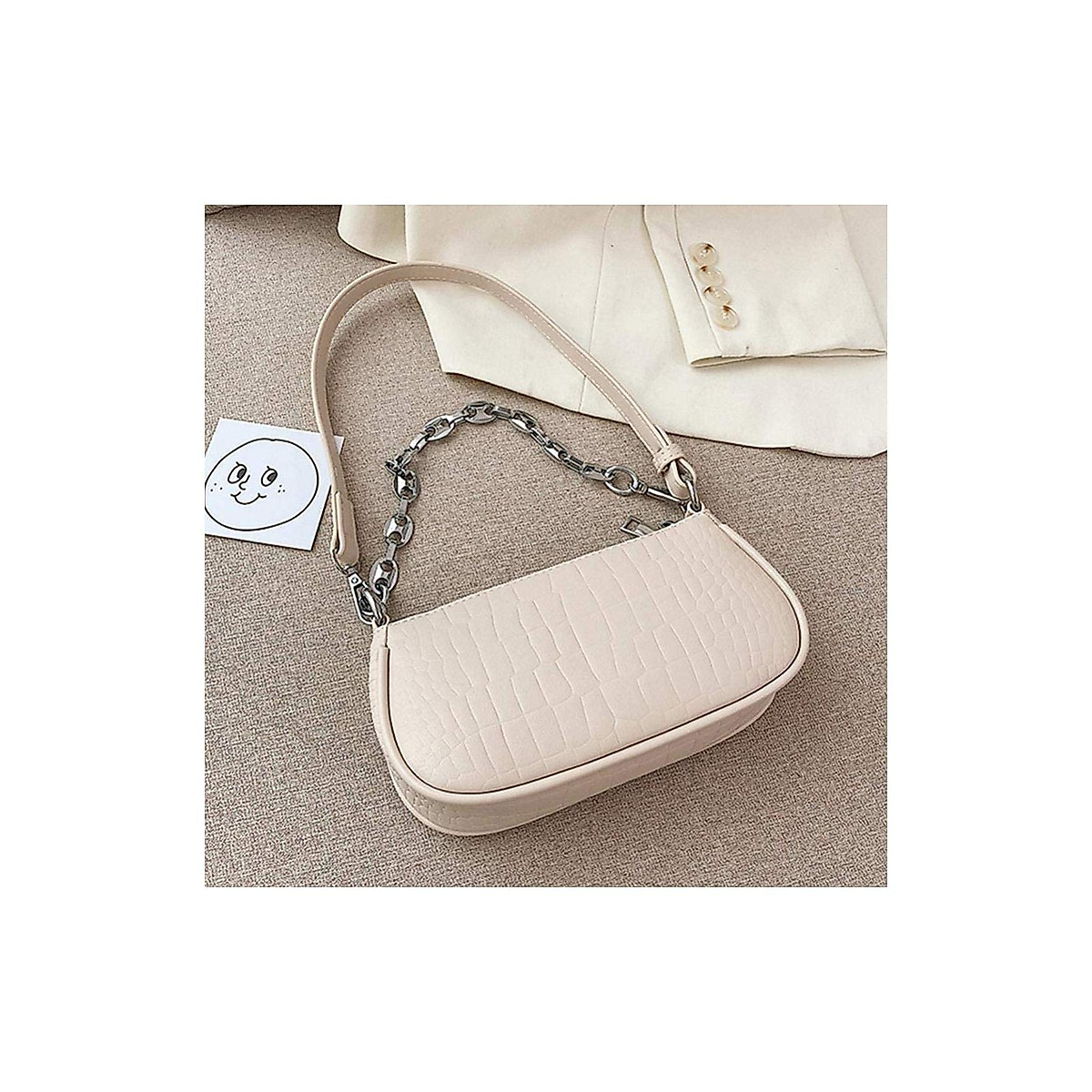 Small Pu Shoulder Bag, Crocodile Pattern Handbag Zipper, Retro Women