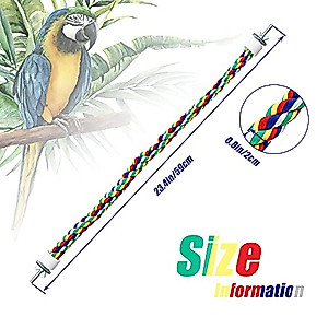 Weewooday 2 Pieces Toy Bird Rope Perches Climbing Rope Bungee Bird Toys Rope Perch Stand Cage Rope Comfy Perch Parrot Toys for Parrot, Parakeets Cockatiels, Conures (21.6 Inch)