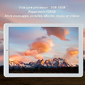 DAUERHAFT 10.1 Inch Tablet, 2GB 16GB Dual Camera Dual SIM Dual Standby US Plug 110-240V 1920x1200 Resolution Tablet Computer for Reading for Android 8.1 (Silver)